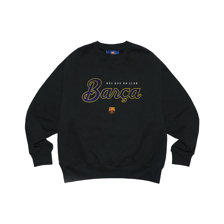 BARÇA Script Logo Crewneck - Black – YEN TOWN MARKET