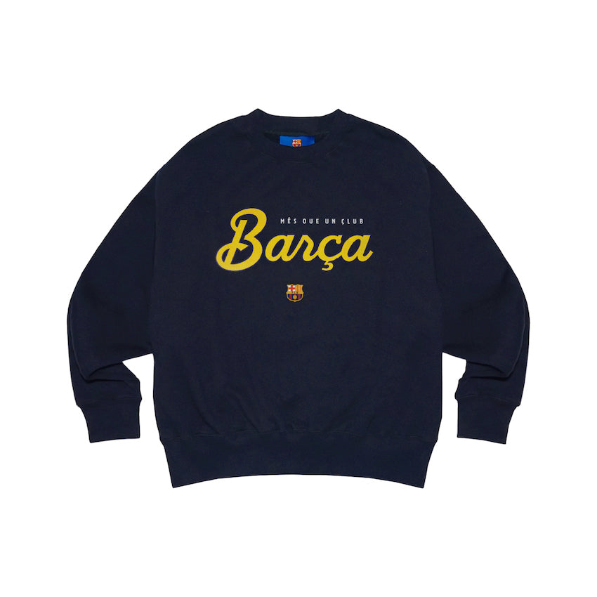 BARÇA Script Logo Crewneck - Navy – YEN TOWN MARKET