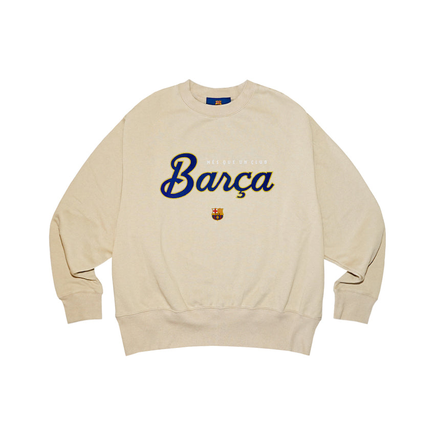 BARÇA Script Logo Crewneck -Sand – YEN TOWN MARKET