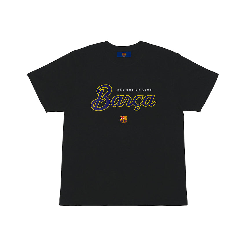 BARÇA Script Logo Tee - Black – YEN TOWN MARKET