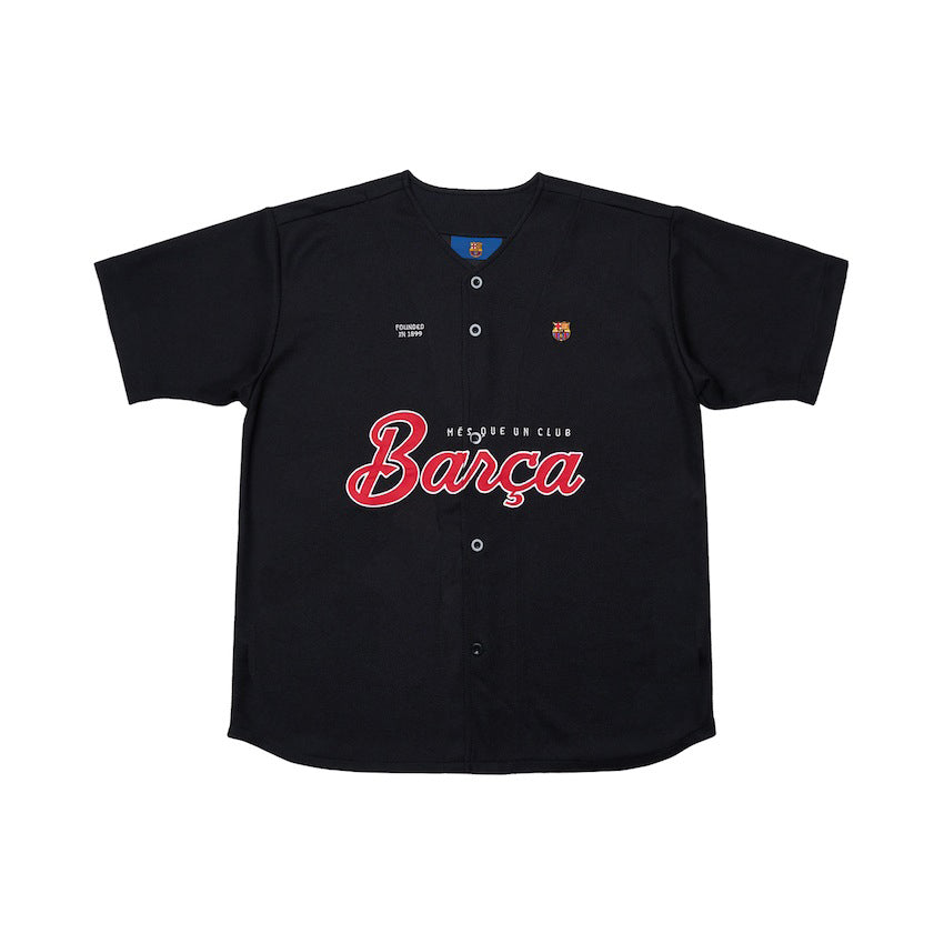 BARÇA Script Logo Baseball Shirts - Black – YEN TOWN MARKET