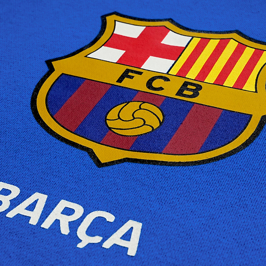 Crest & BARÇA Hoodie - Blue – YEN TOWN MARKET